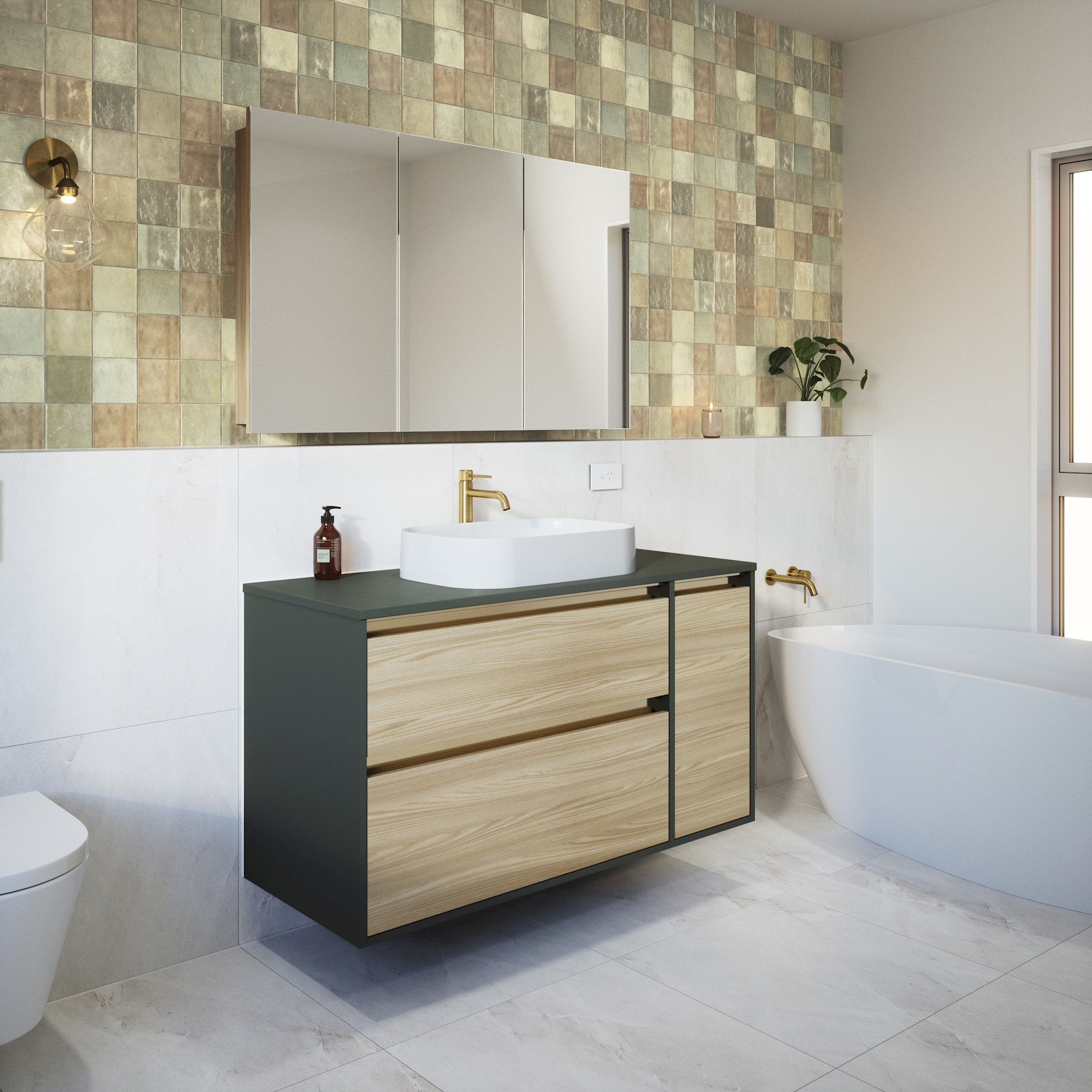 City 50 Bathroom Benchtop Vanity - 1300 Wall | St Michel | St Michel ...