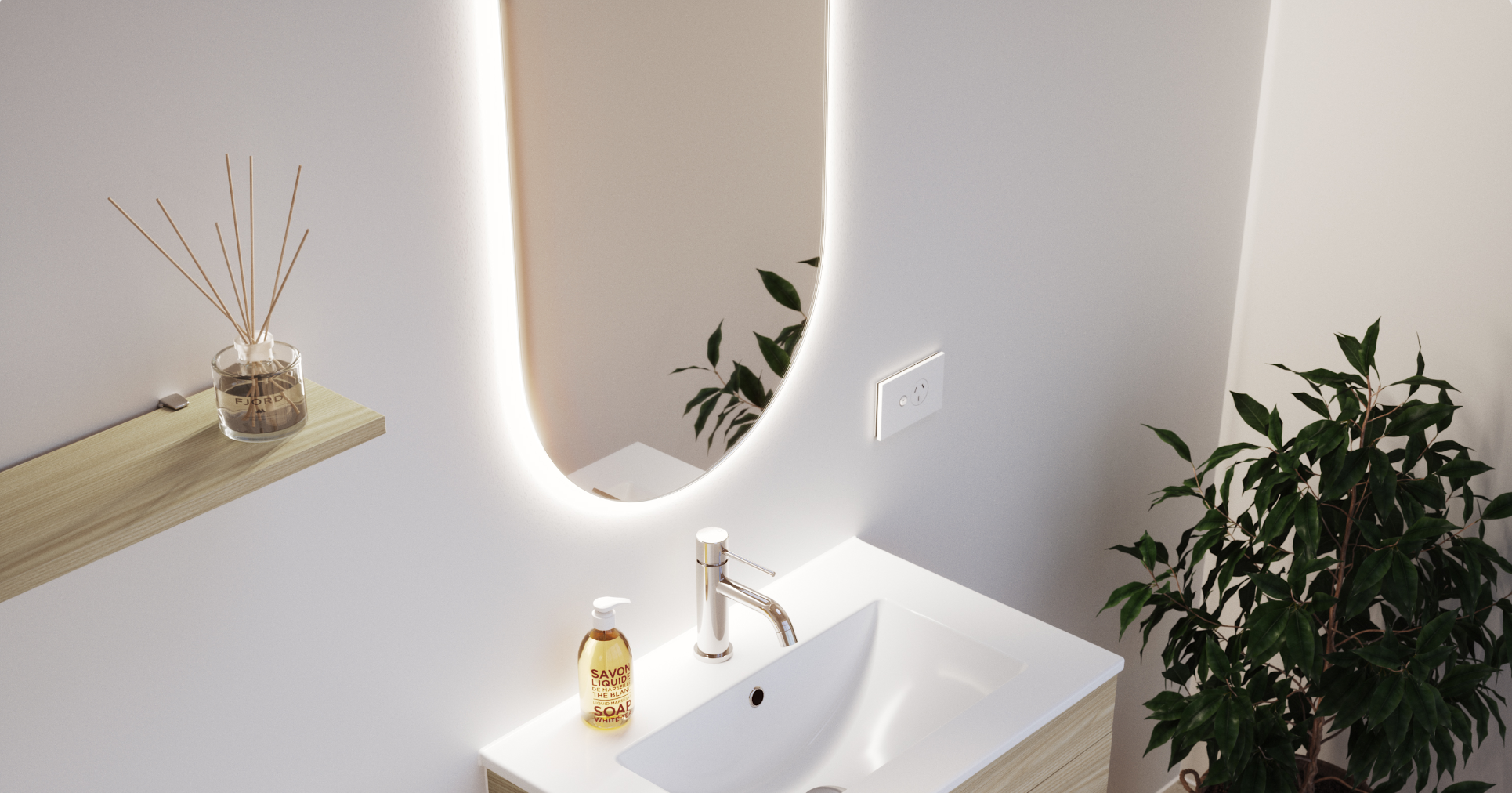 Eclipse LED Pill Mirror | St Michel | St Michel Bathroomware